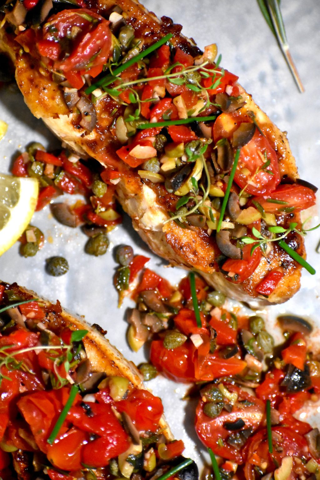 Mediterranean Fish with Tomato and Olive Tapenade - GypsyPlate