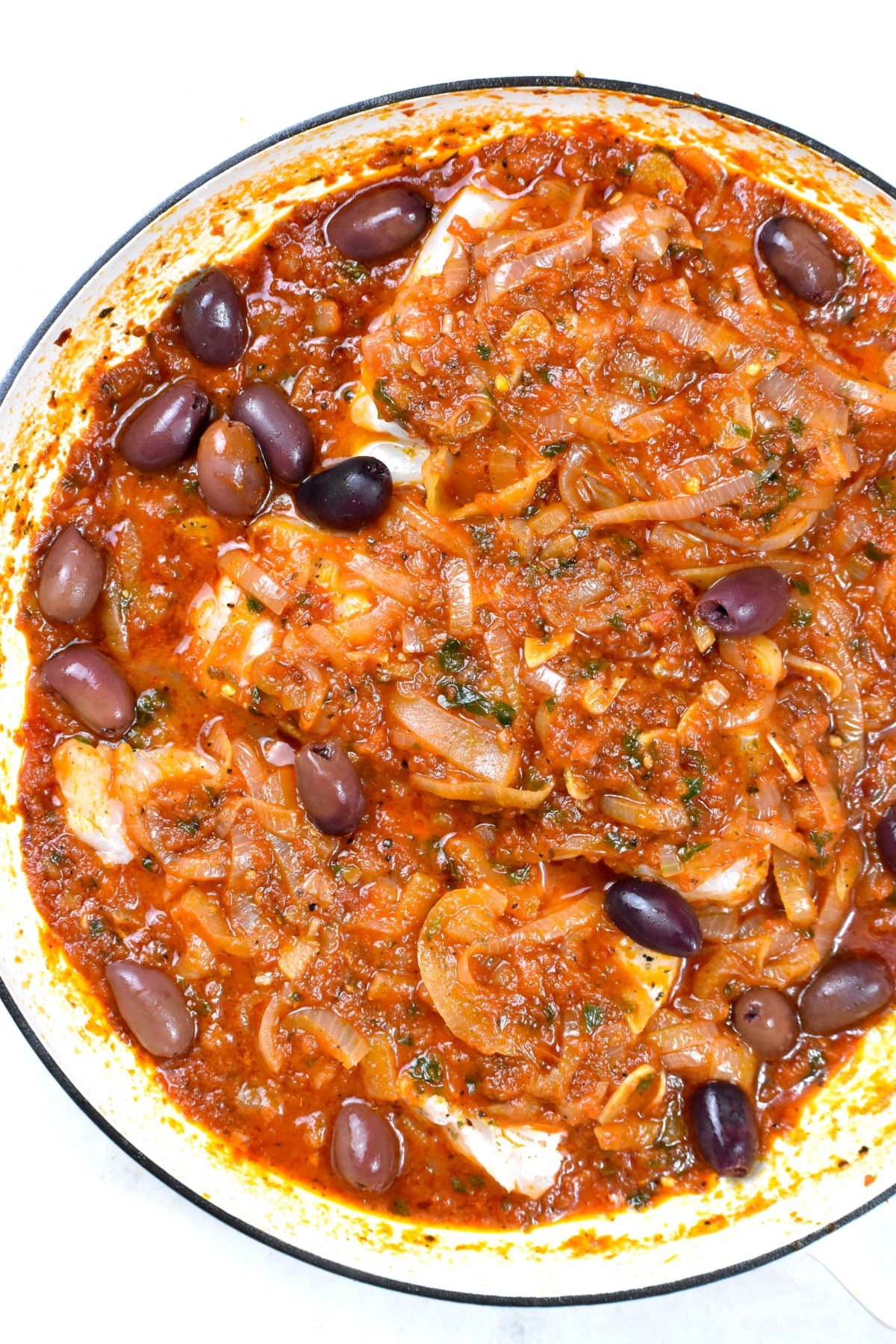 Psari Plaki - Greek Baked Fish with Onions & Tomatoes - GypsyPlate