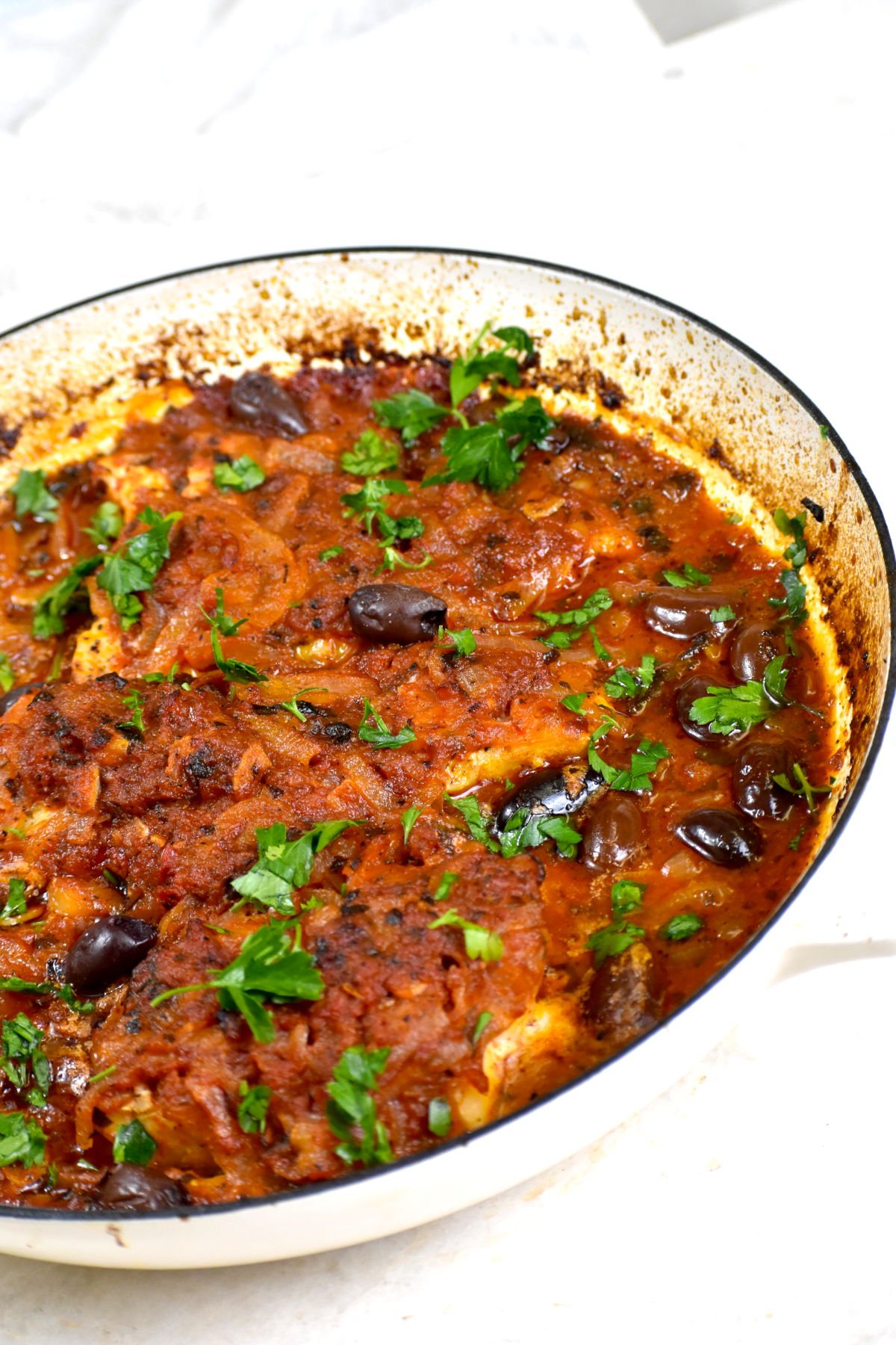 Psari Plaki - Greek Baked Fish with Onions & Tomatoes - GypsyPlate