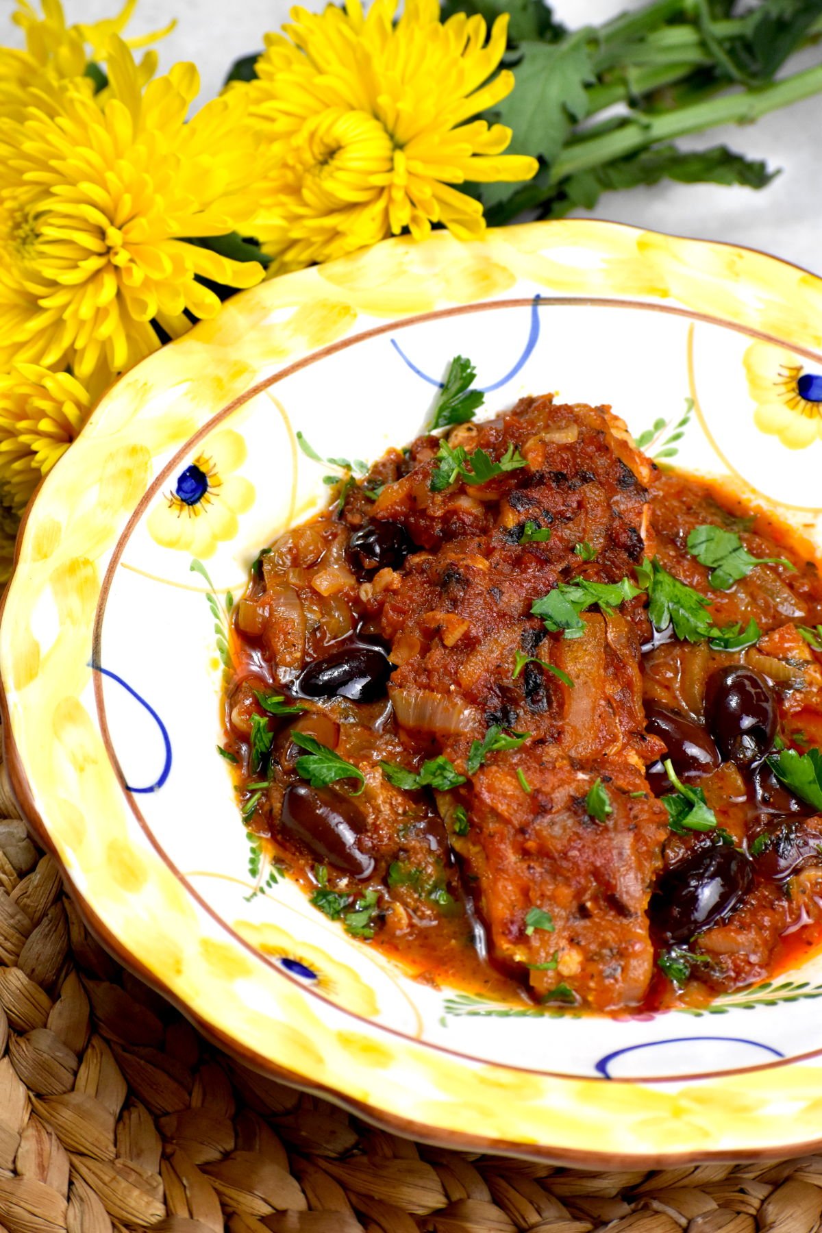Psari Plaki - Greek Baked Fish with Onions & Tomatoes - GypsyPlate