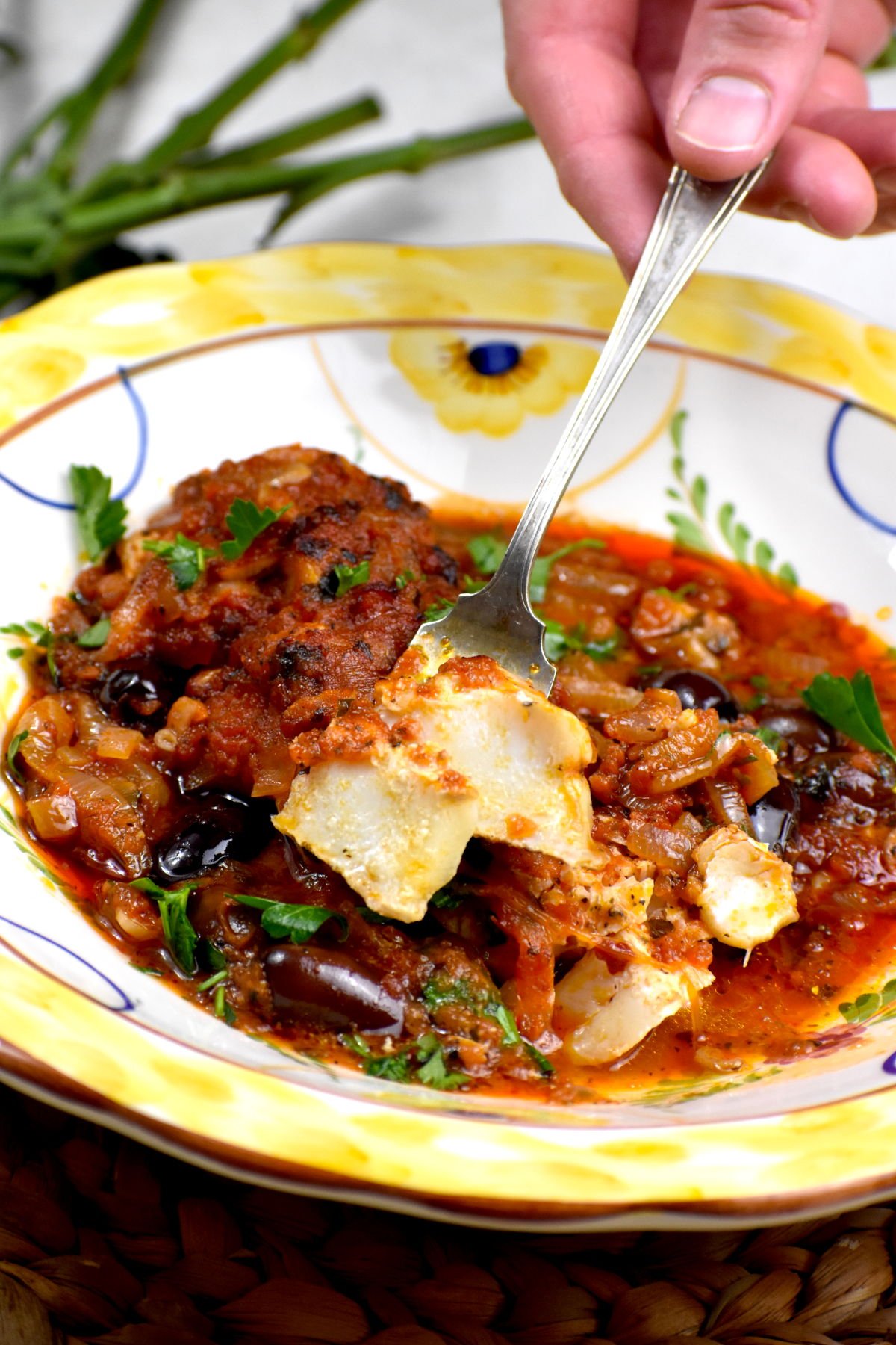 Psari Plaki - Greek Baked Fish with Onions & Tomatoes - GypsyPlate