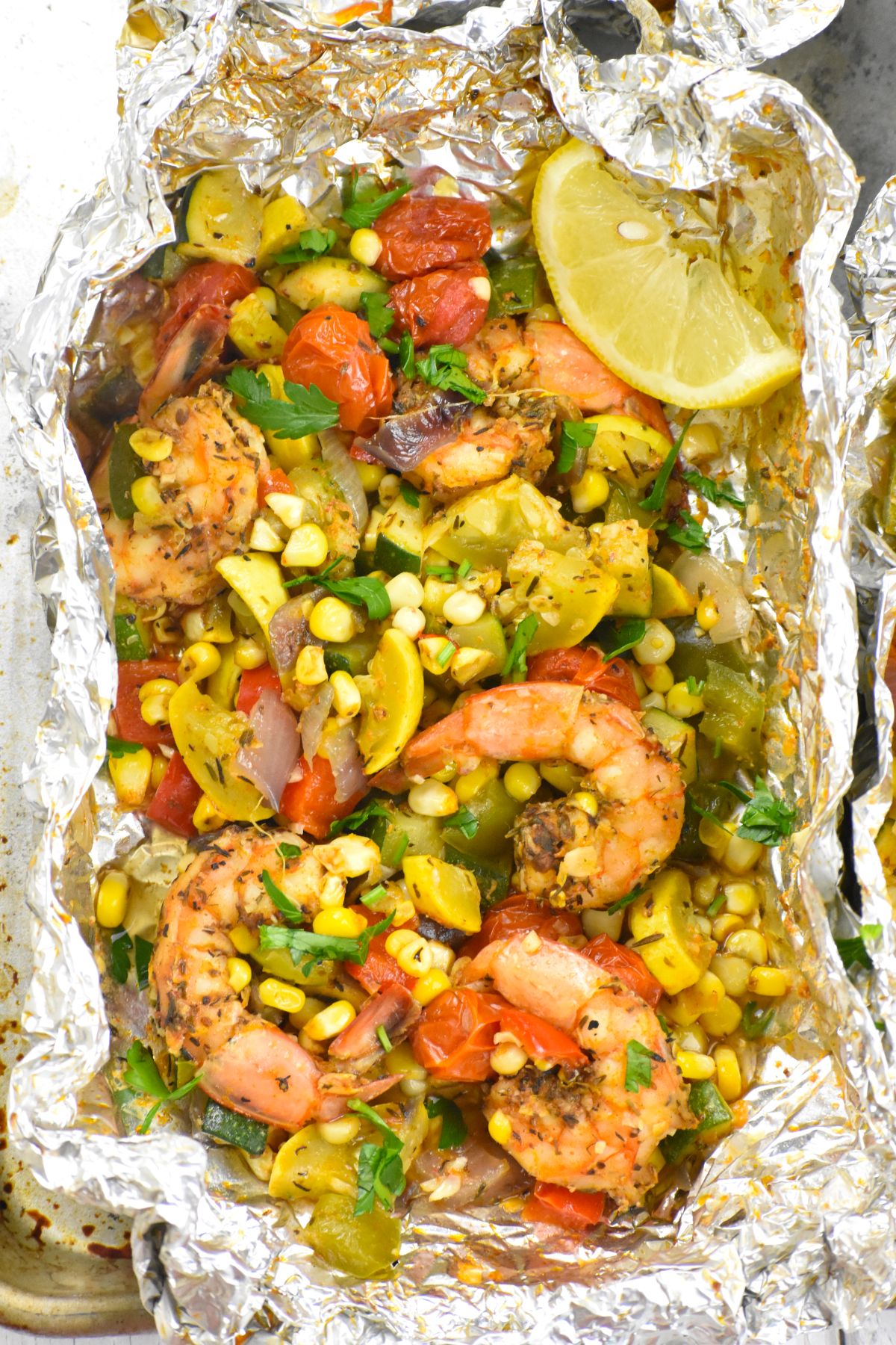 Shrimp Foil Packets with Summer Veggies - GypsyPlate
