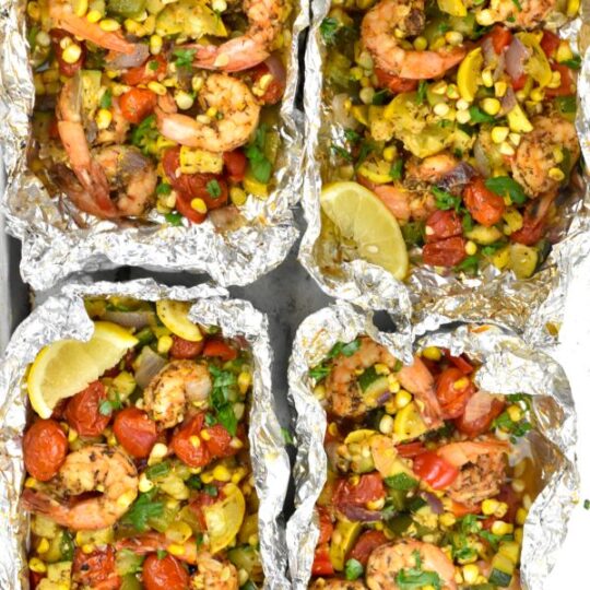 Shrimp Foil Packets with Summer Veggies - GypsyPlate