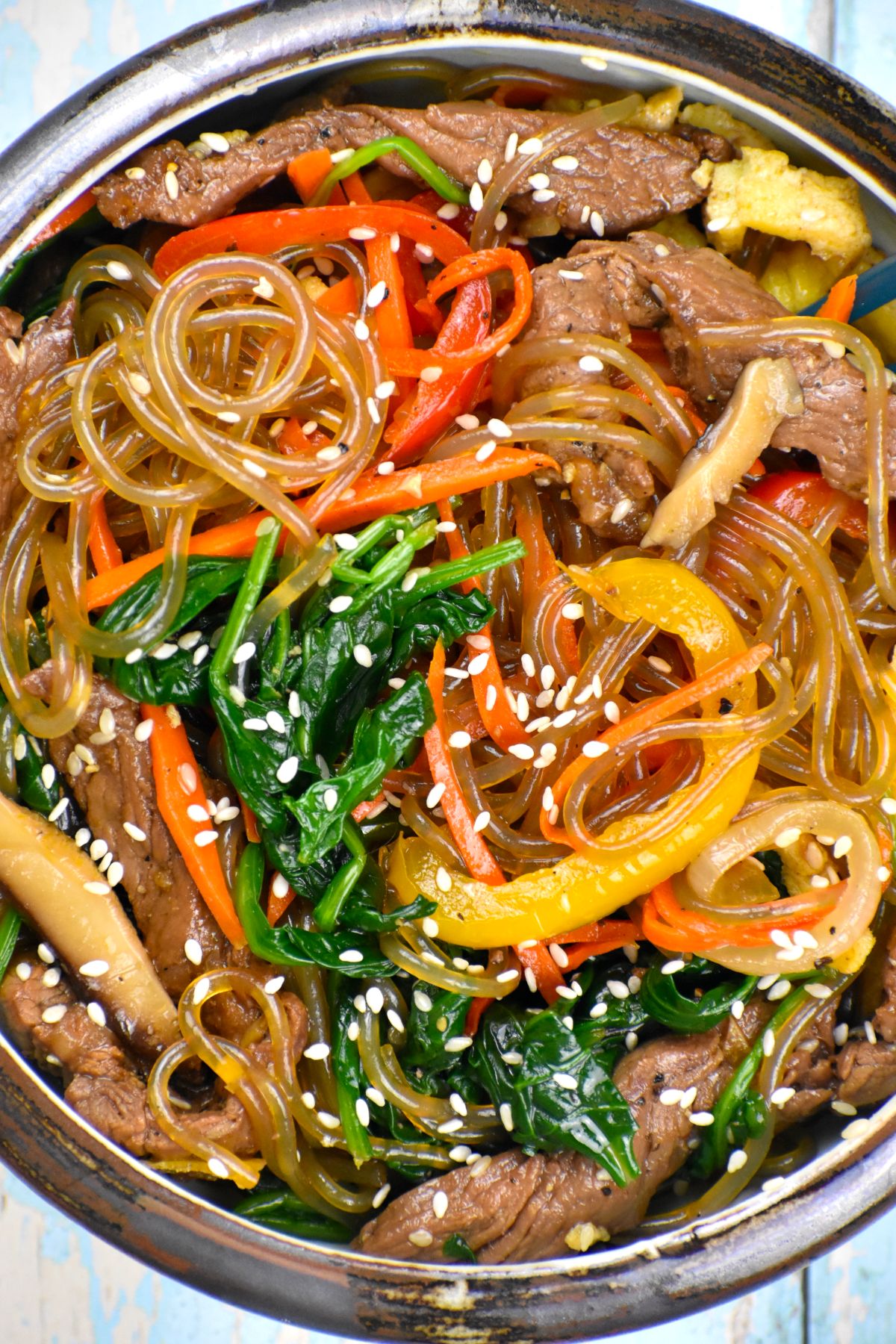 Japchae (Korean Glass Noodle Stir Fry) - GypsyPlate
