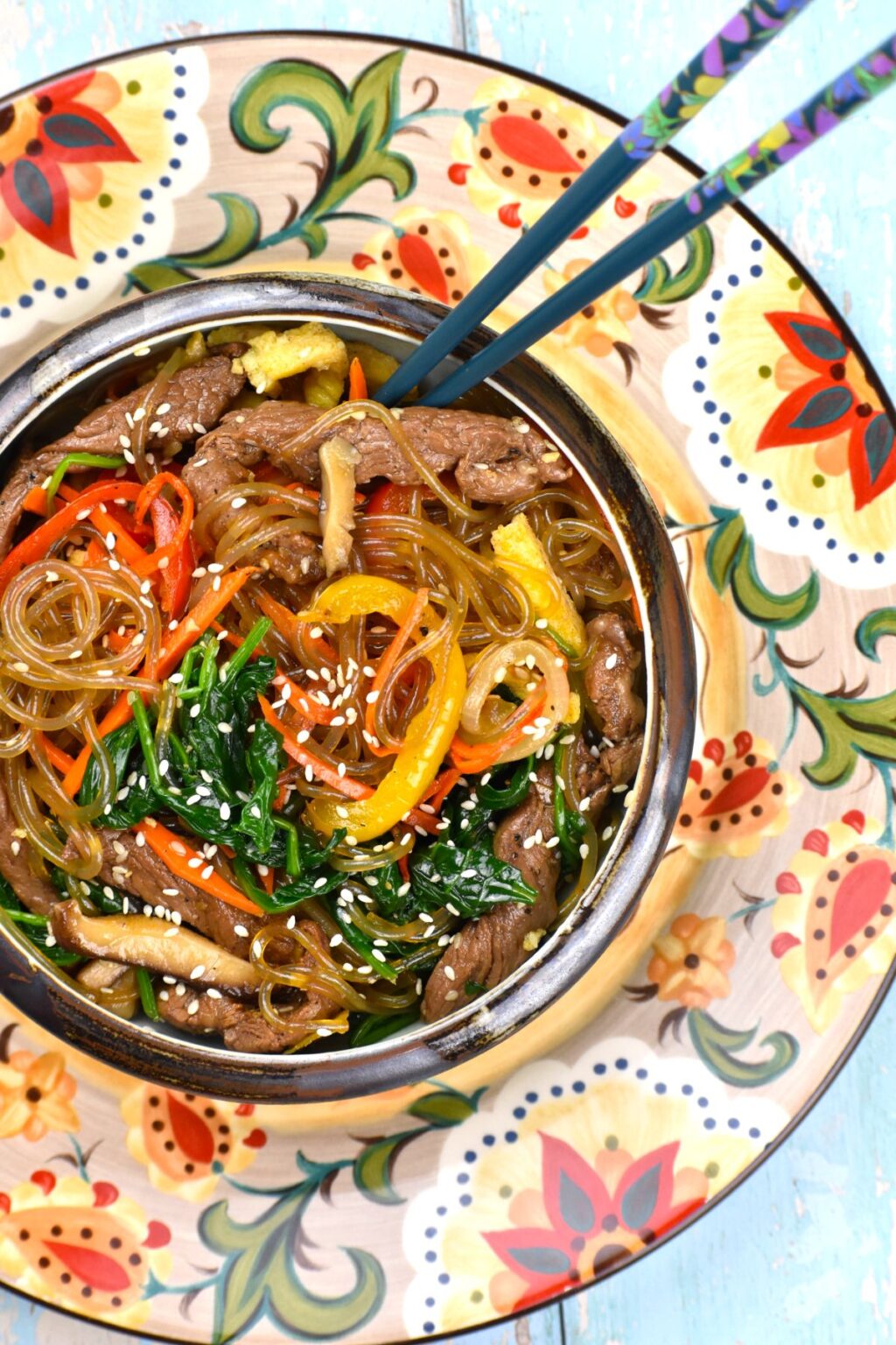 Japchae (Korean Glass Noodle Stir Fry) - GypsyPlate