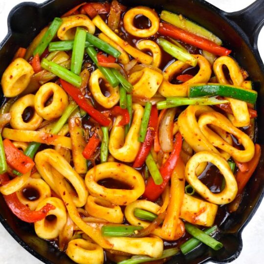 Spicy Squid Stir Fry (Ojingeo Bokkeum) - GypsyPlate